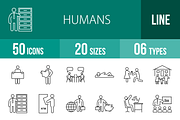 50 Humans Line Icons, an Outline Icon by IconBunny
