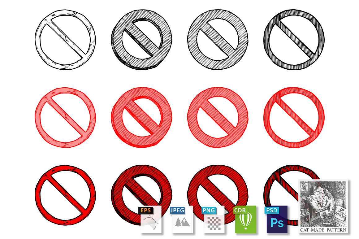 set of prohibition sign, an Icon by CatMadePattern