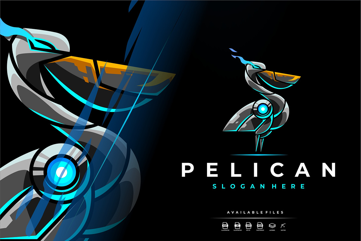 Unique Robotic Pelican Mascot Logo, a Branding & Logo Template by Rupture