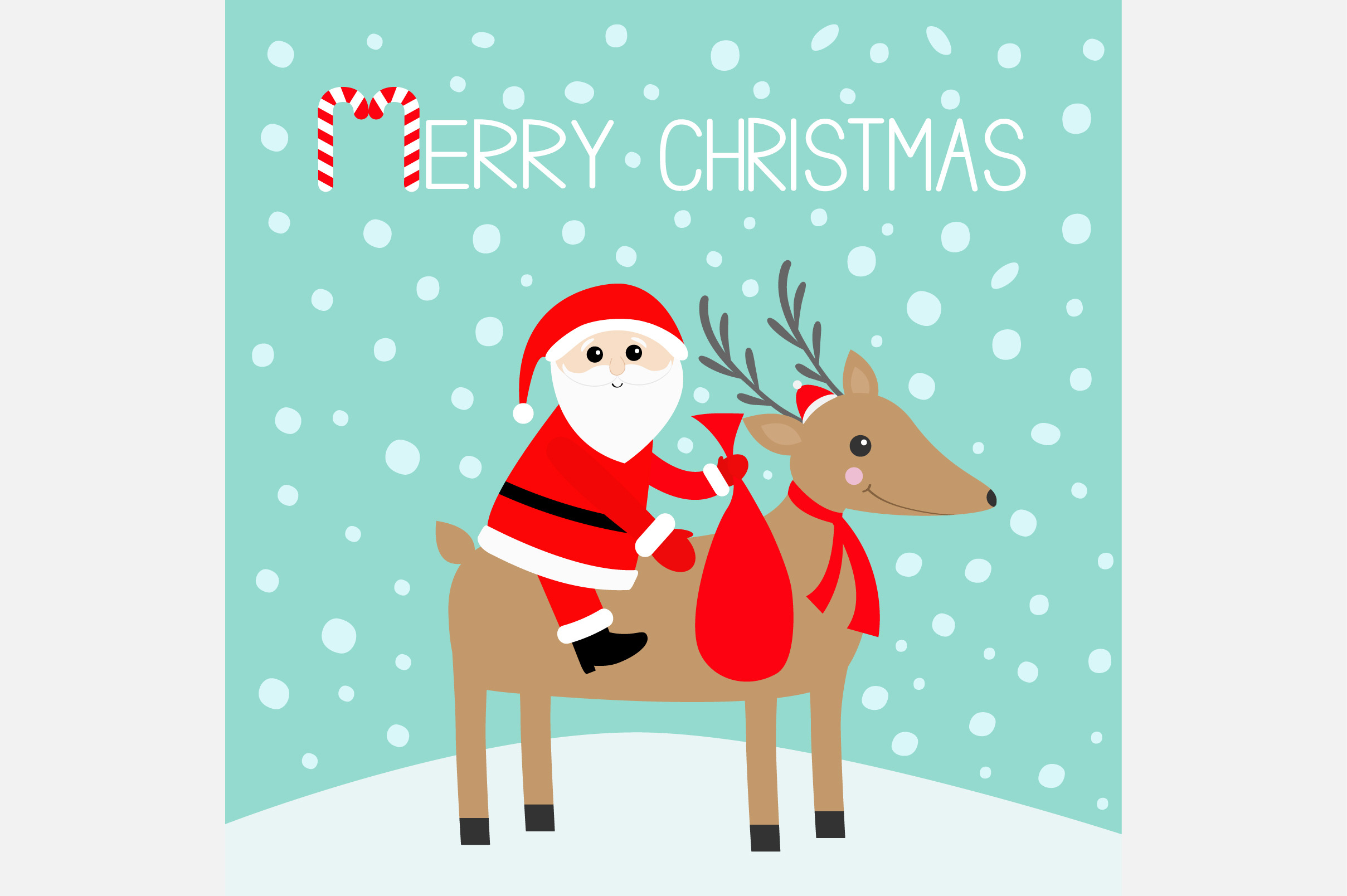 Merry christmas. Santa Claus on deer, an Animal Illustration by ...