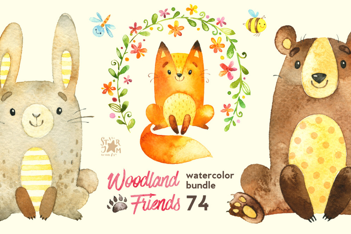 Woodland Friends. Watercolor bundle, an Animal Illustration by StarJam