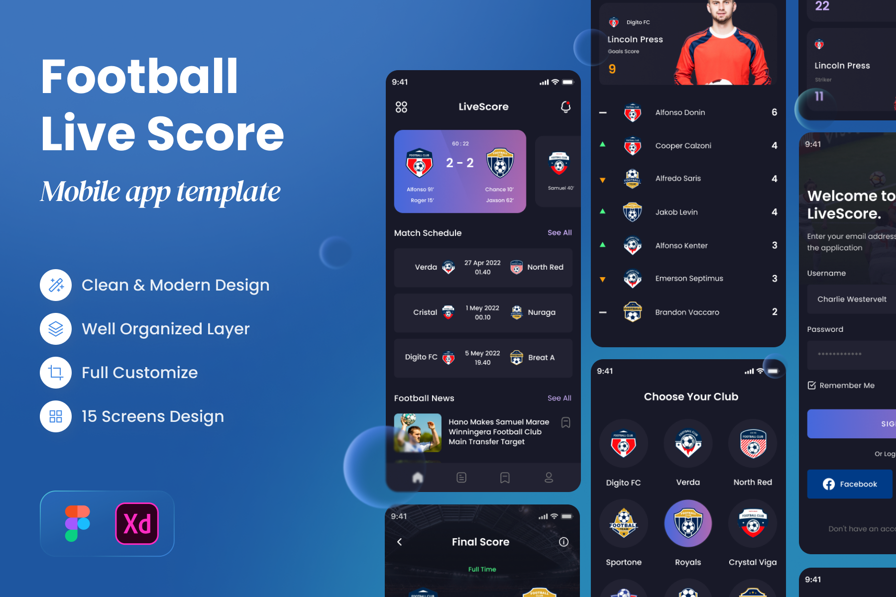 Live Score Mobile App Template, an App Template by SLAB! Design