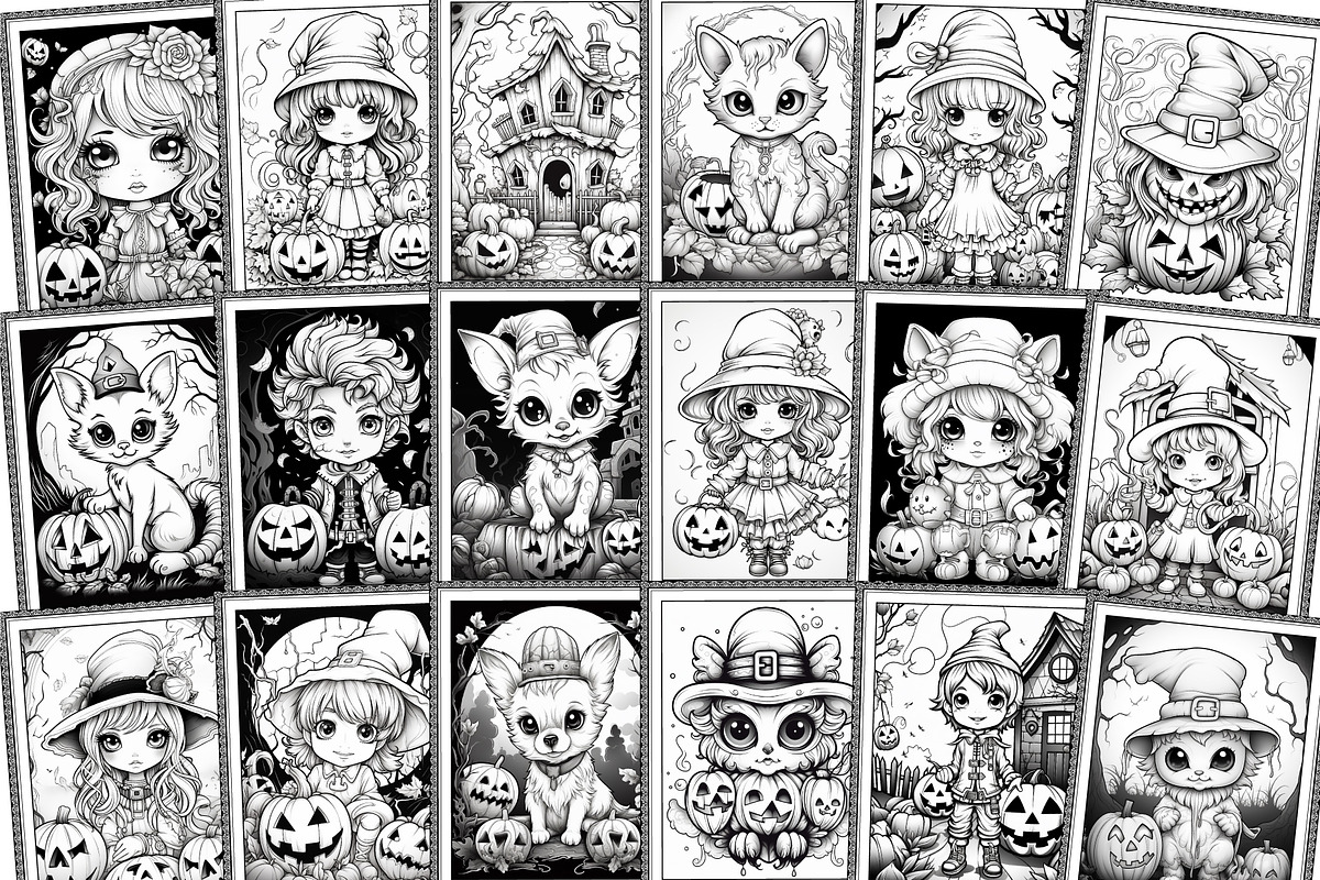 100 Adults Halloween Coloring Pages, a Person Illustration by Blue ...