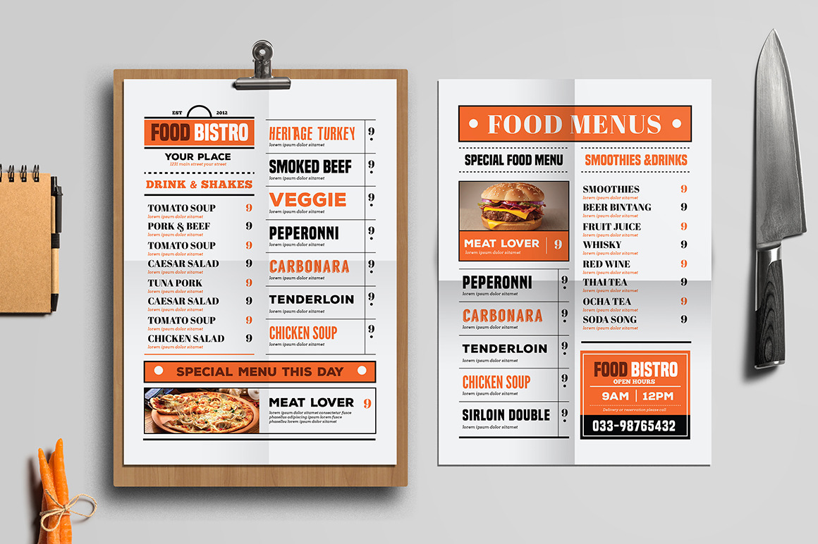 Retro Vintage Food Menu, a Flyer Template by Guuver