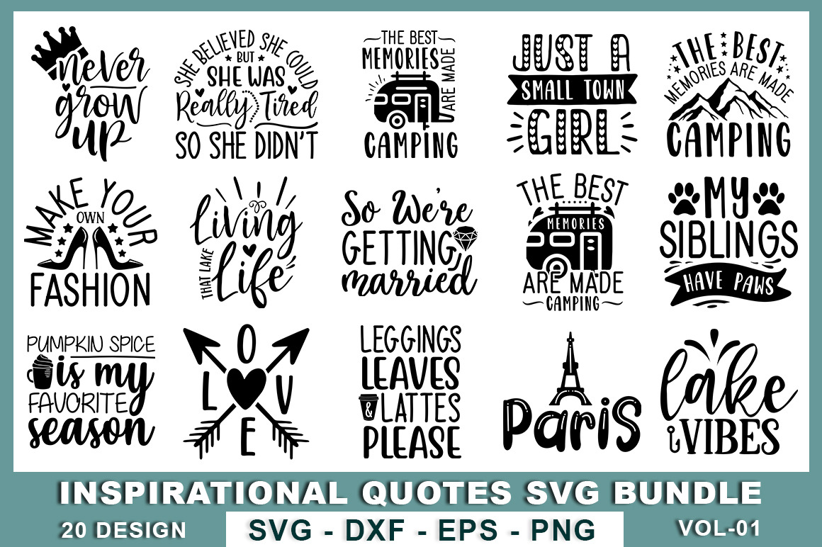 Inspirational Quotes SVG Bundle, an Illustration by Designvipe