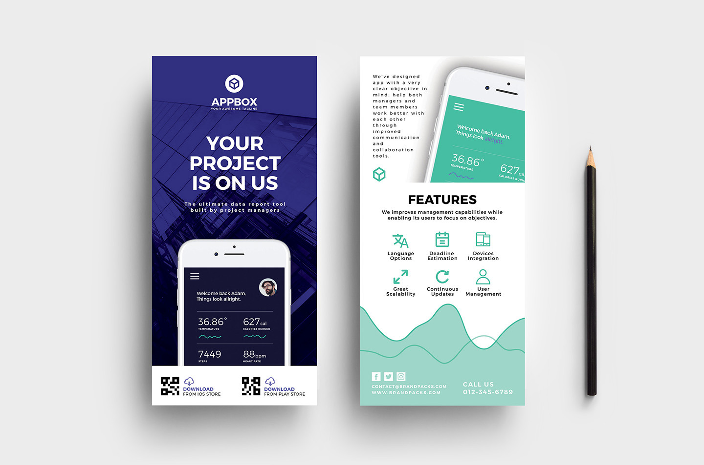 Mobile App DL Card Template, a Card Template by BrandPacks