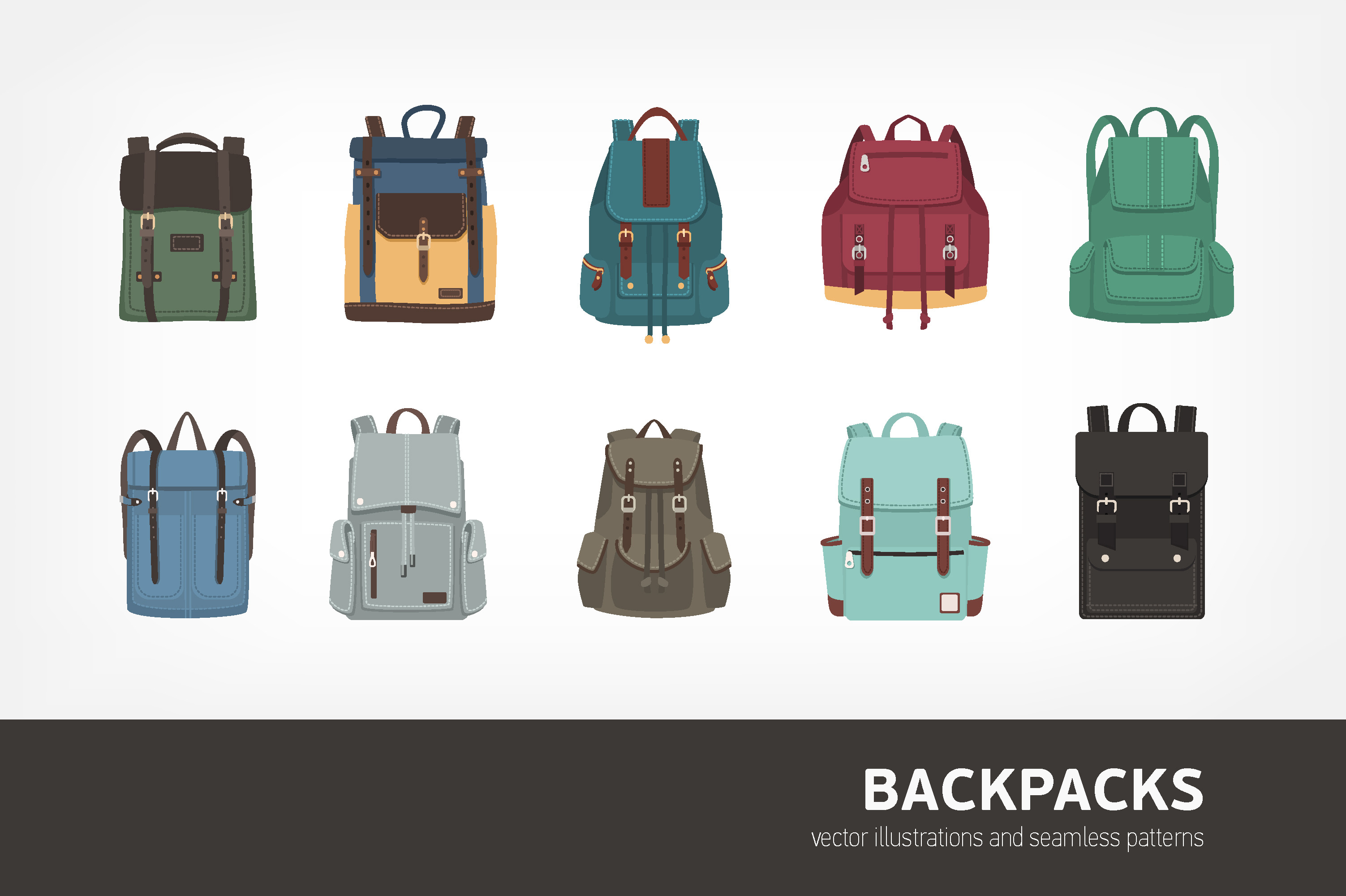 Backpacks bundle and seamless, an Education Illustration by Good Studio ...