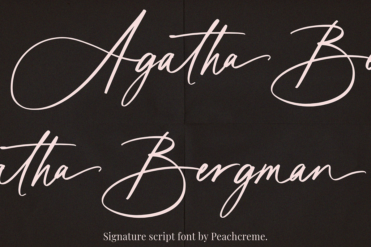 Agatha Bergman // Luxury Signature, a Handwritten Font by PeachCreme