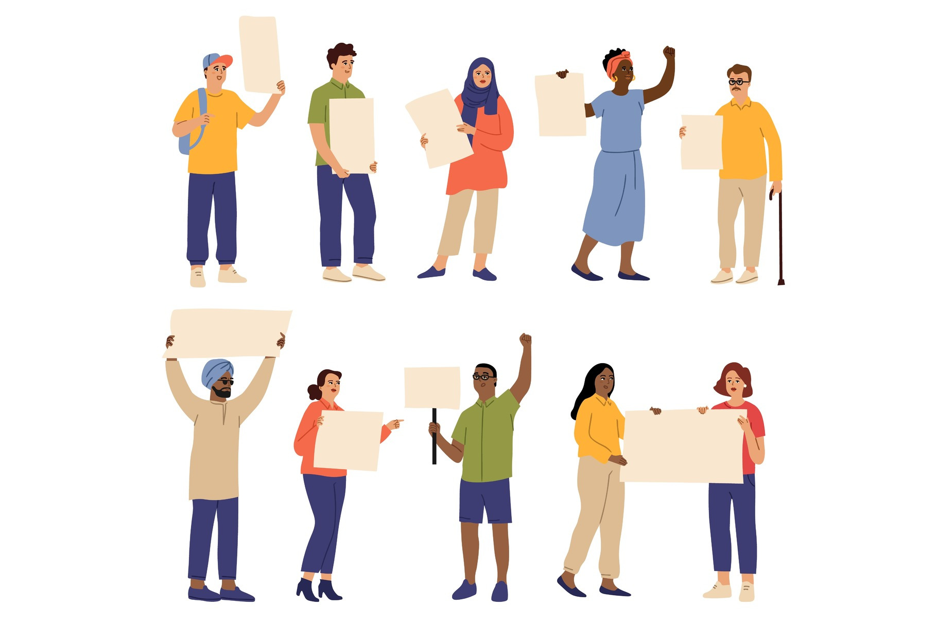 People with placards. Protest, a Graphic by Valerie Bodnar