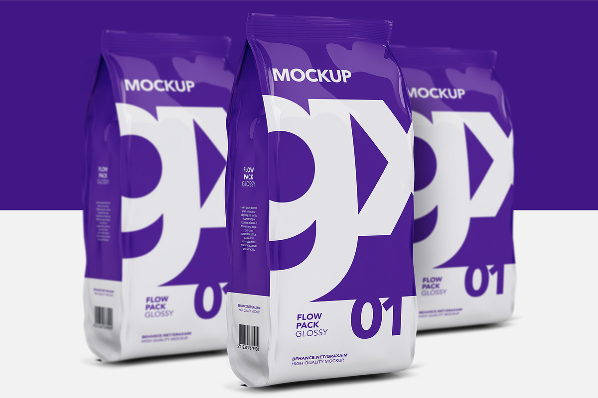 Flow Pack - Mockup - Glossy, a Packaging Mockup by Graxaim Mock-up