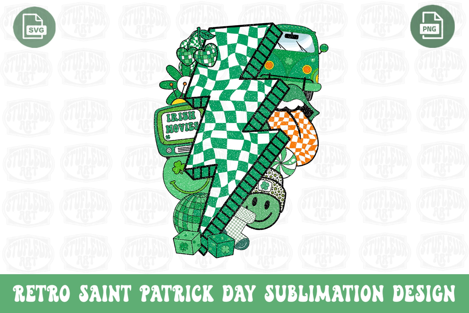Retro Groovy Saint Patrick day png