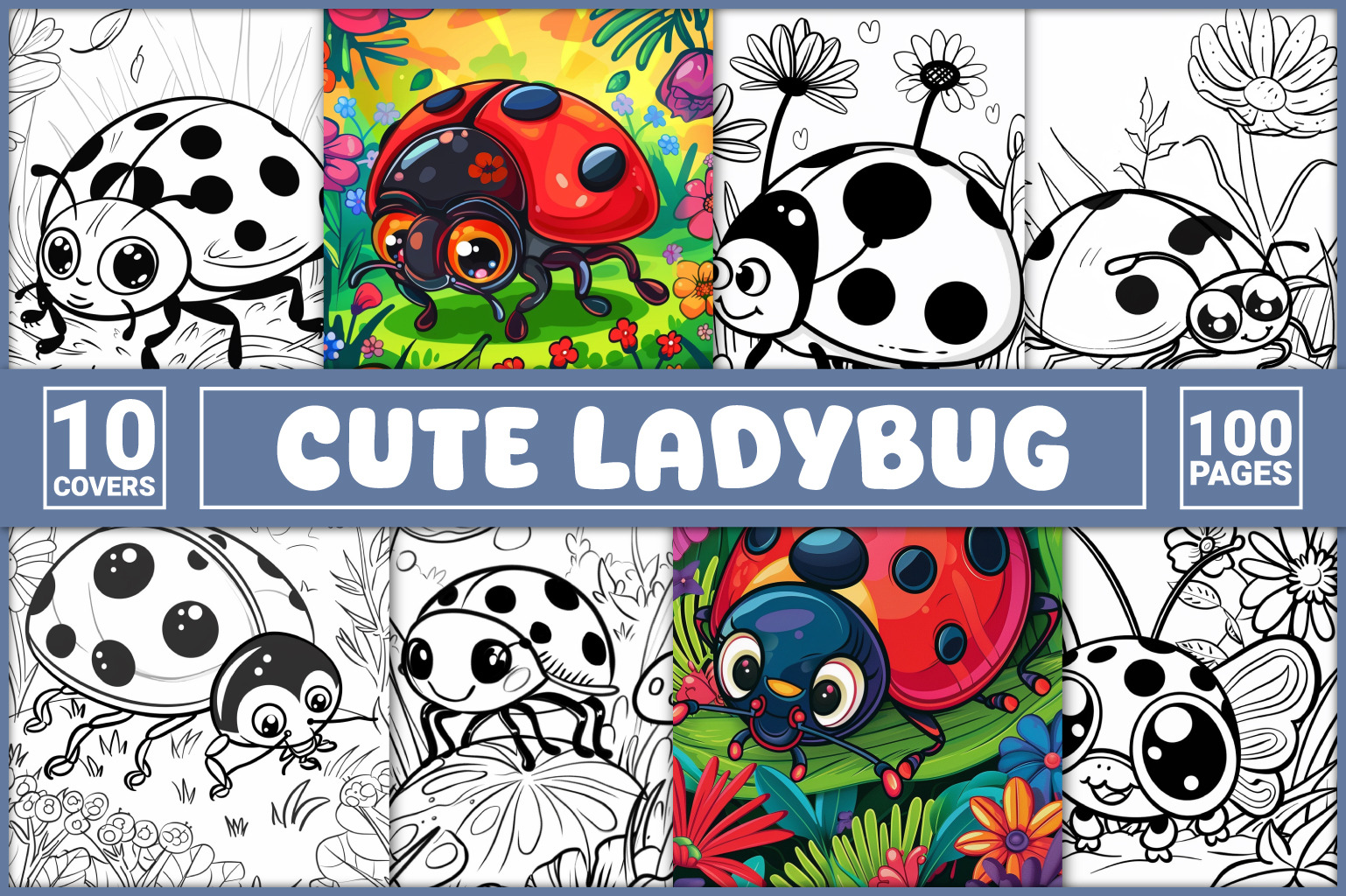 100 Ladybug Coloring Pages, an Animal Illustration by BrightMart