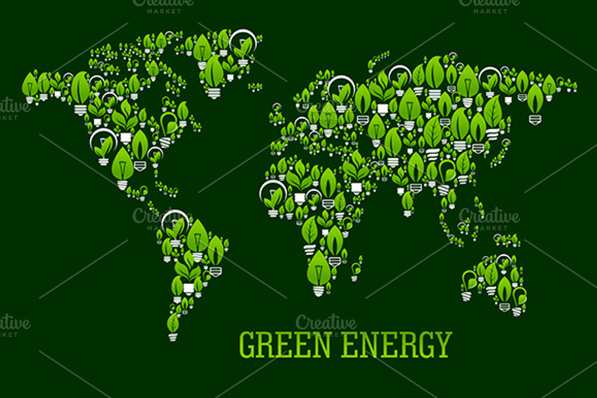 Eco green world map, a Background Graphic by Vector Tradition