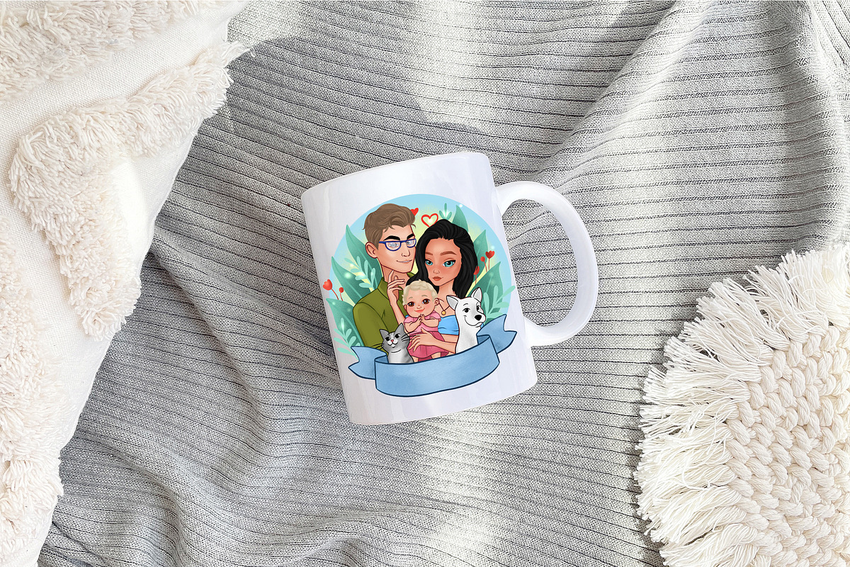 Family cartoon custom clipart, a Person Illustration by Elenbushe