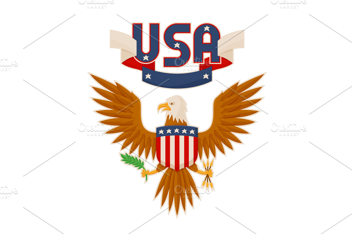 USA Bald Eagle and Flag Poster, an Animal Illustration by robuart ...