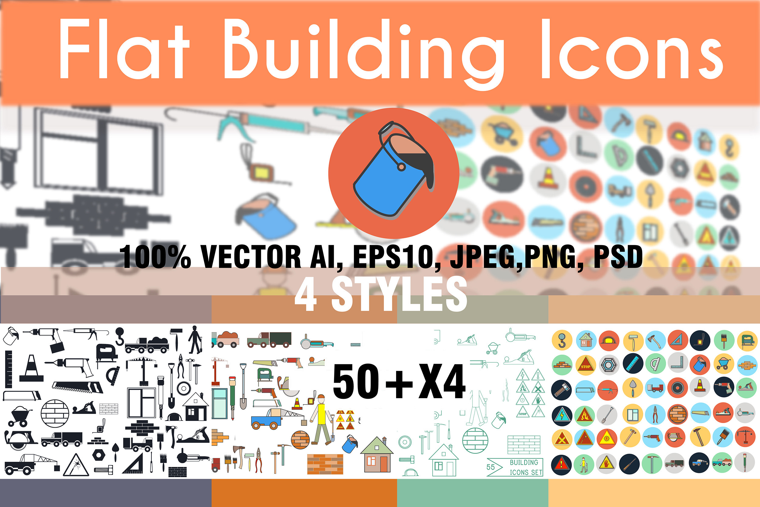 Building tools. Icons set, a Solid Icon by FleurArt