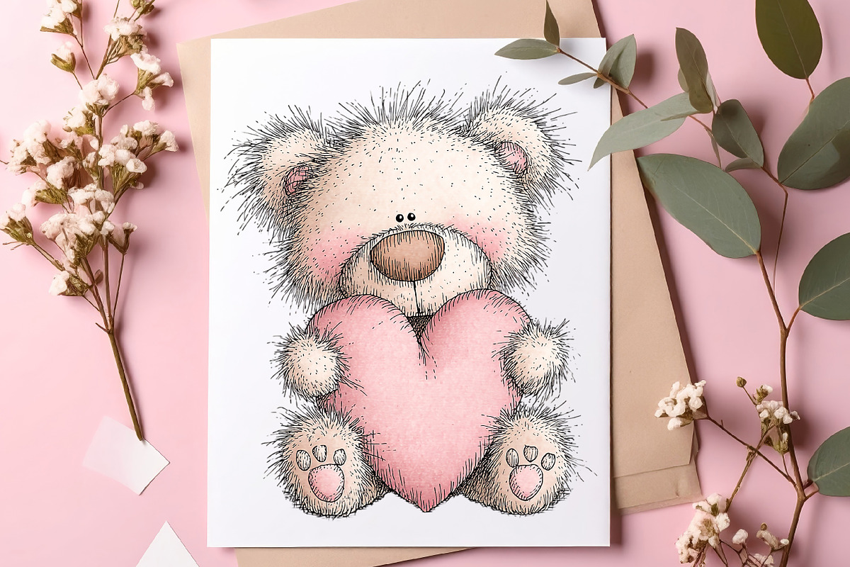Watercolor Teddy Bear Clipart, an Illustration by SinaCreation
