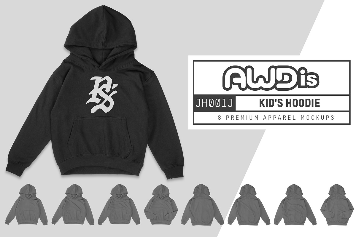 AWDis JH001J Kid's Hoodie Mockups, a Hoody Mockup by Pixel Sauce™
