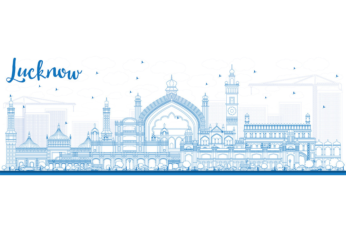 Outline Lucknow Skyline, a Person Illustration by Booblgum