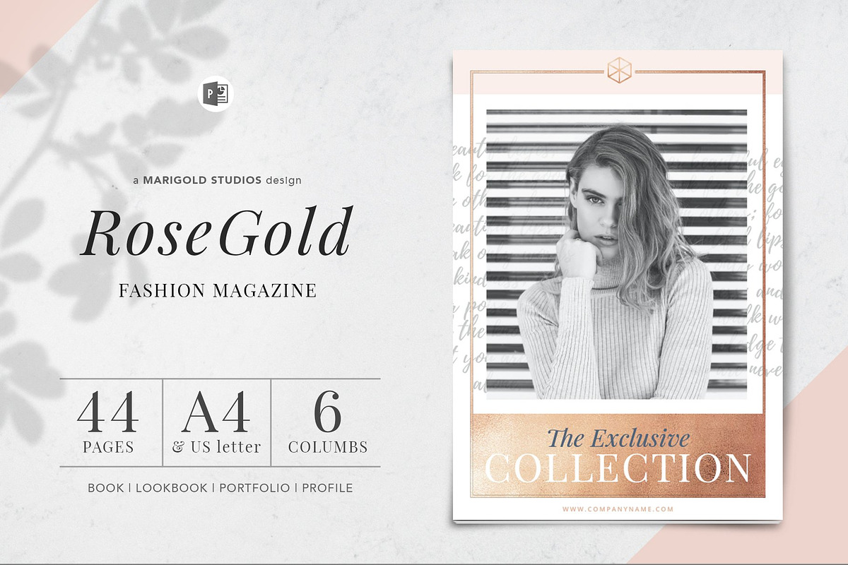 ROSE GOLD Magazine | PPT, a Presentation Template by Marigold Studios