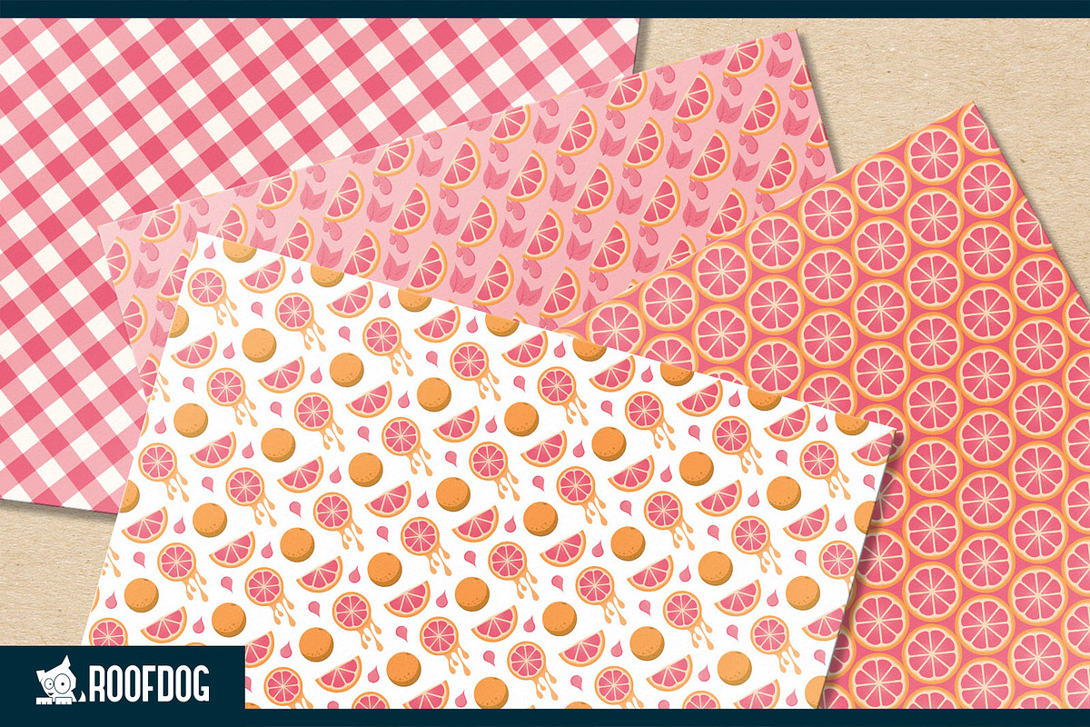 Pink grapefruit digital paper, a Pattern Graphic by Roofdog Design ...