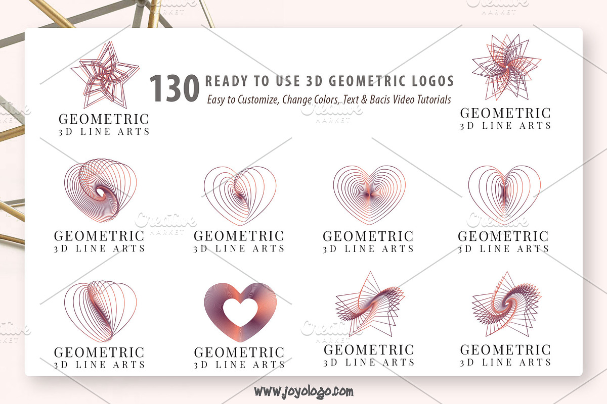 Geometric Logo Generator 3D Line Art, a Branding & Logo Template by ...