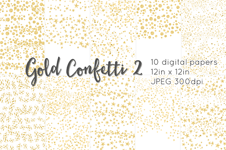 gold confetti digital paper, a Pattern Graphic by TeaBerry