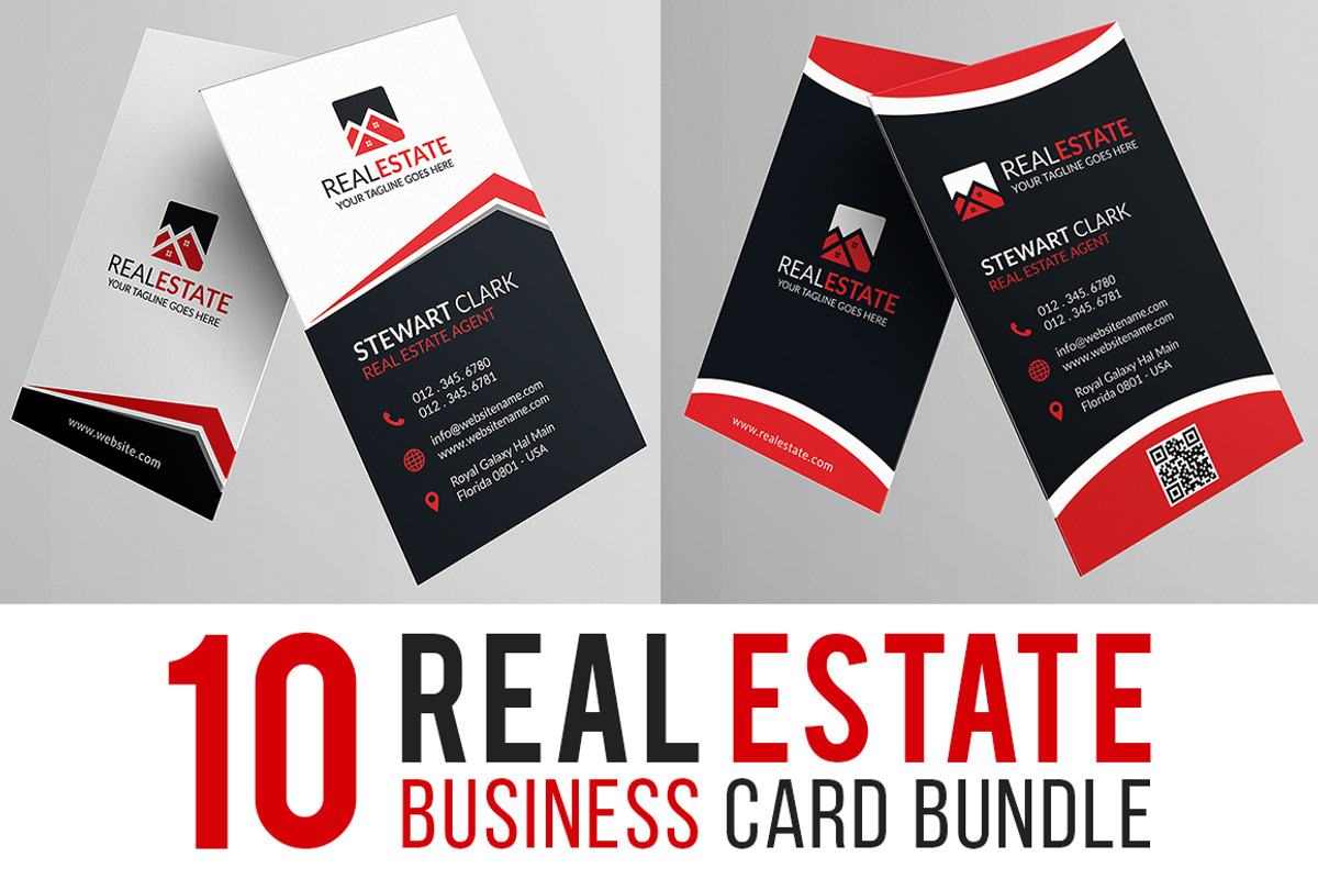 10 Real Estate Card Bundle, a Business Card Template by Shahjhan