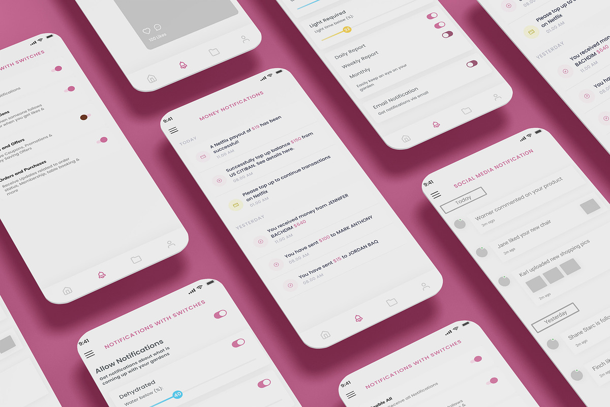 Push Notification & Automated Messages Screen App | Creative Market