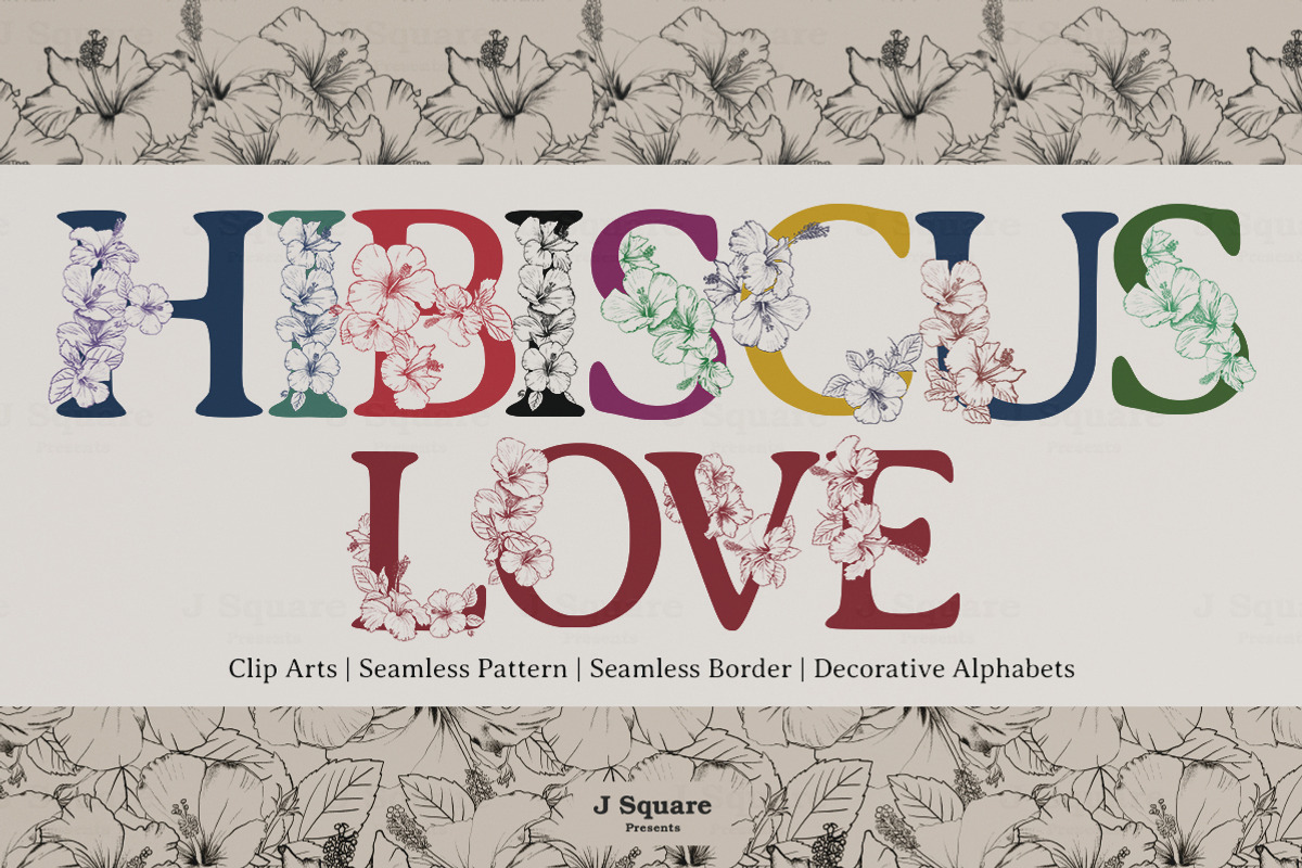 Hibiscus ClipArts & Alphabets, an Object Graphic by JSquarePresents