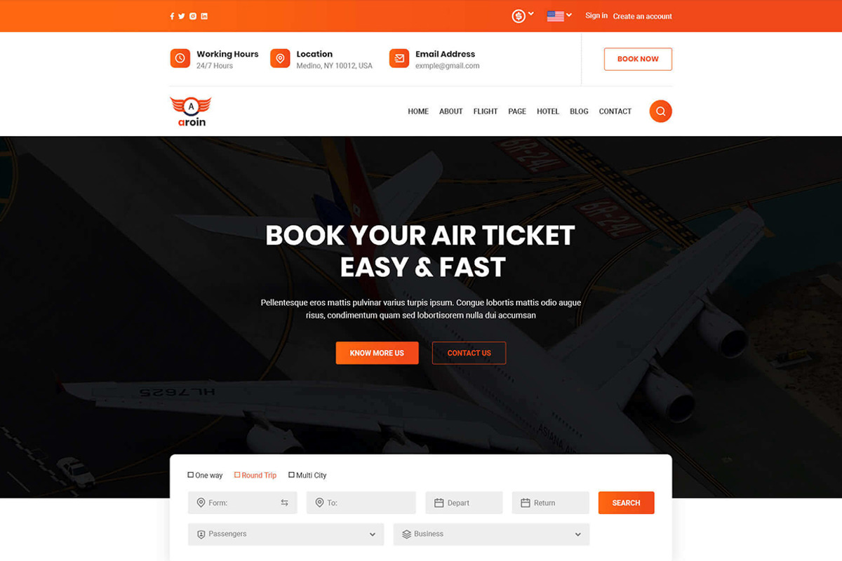 Arion-AirTicket Booking HTML Templat, a HTML Template by THESOFTKING