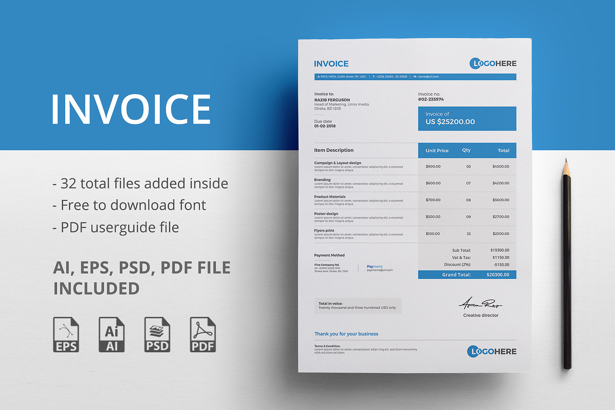 Invoice, a Stationery Template by Rongmistiry