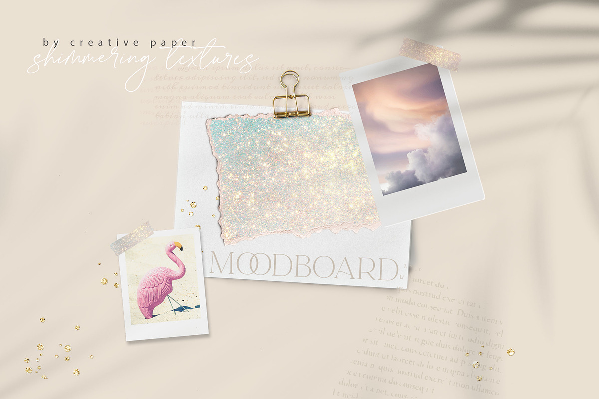 Glitter Ripped Paper Collage, an Object Graphic by by creative paper