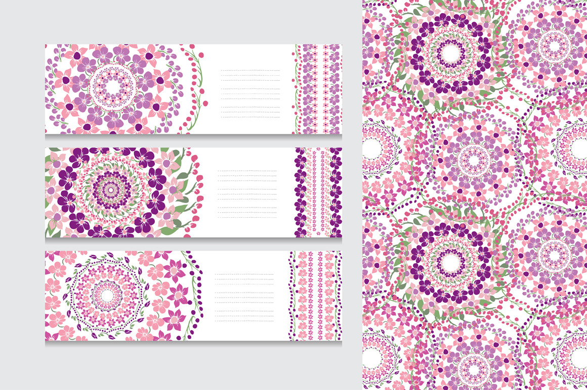 Pink Violet Floral Card Templates | Card Templates ~ Creative Market