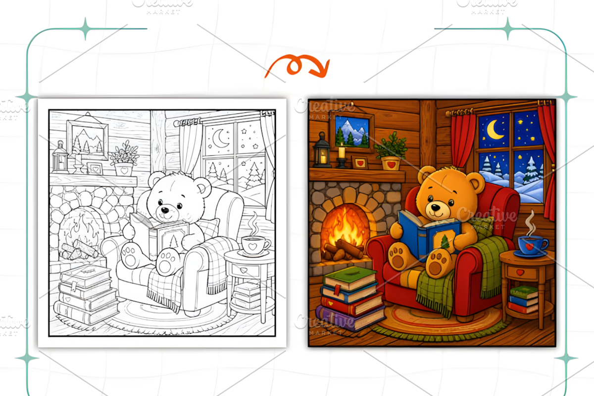 Whimsical Cozy Worlds Coloring Pages, a Decorative Illustration by Ink ...