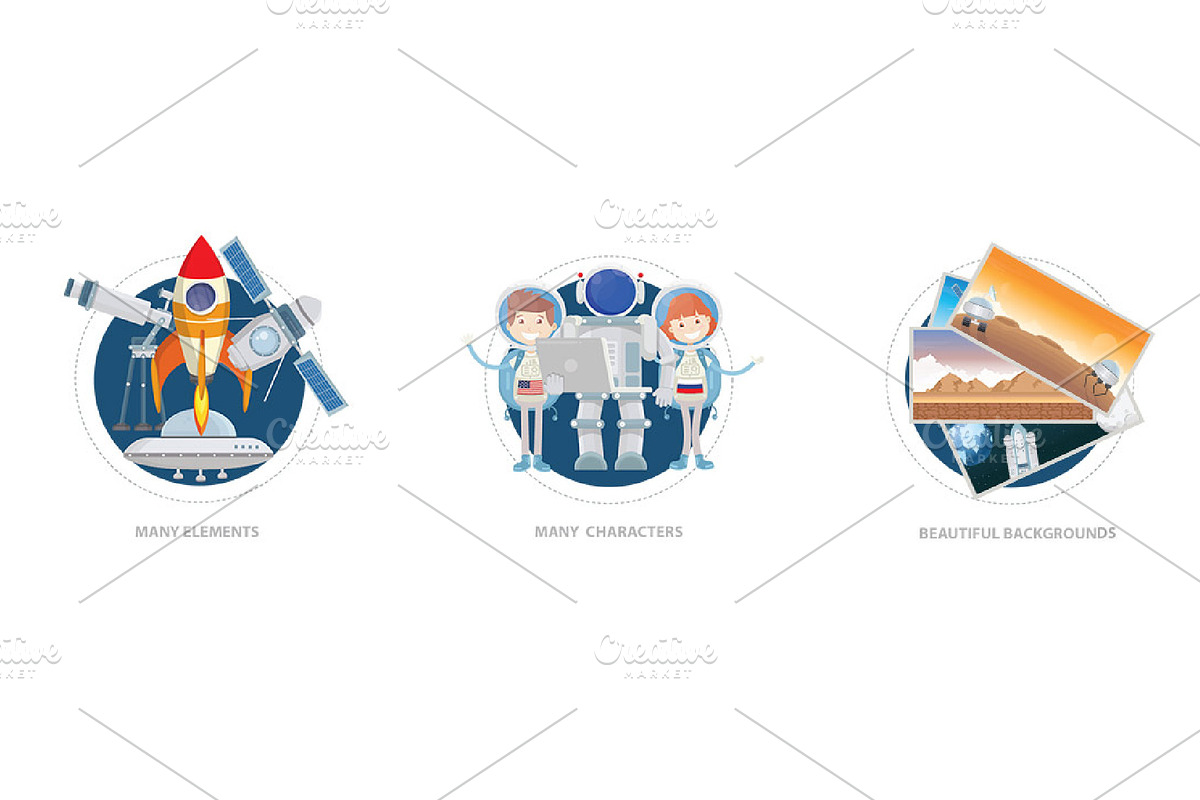 Space Man Character V.1 Clip Art Set, an Education Illustration by ...