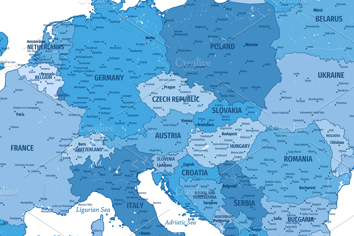 High Detailed Political Europe Map, an Illustration by ilynx