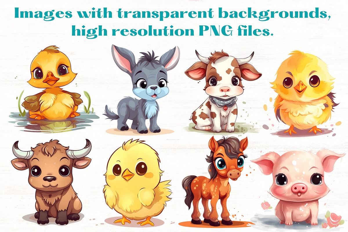 Cute Baby Farm Animals Clipart Set, an Animal Illustration by Mermaids Cove