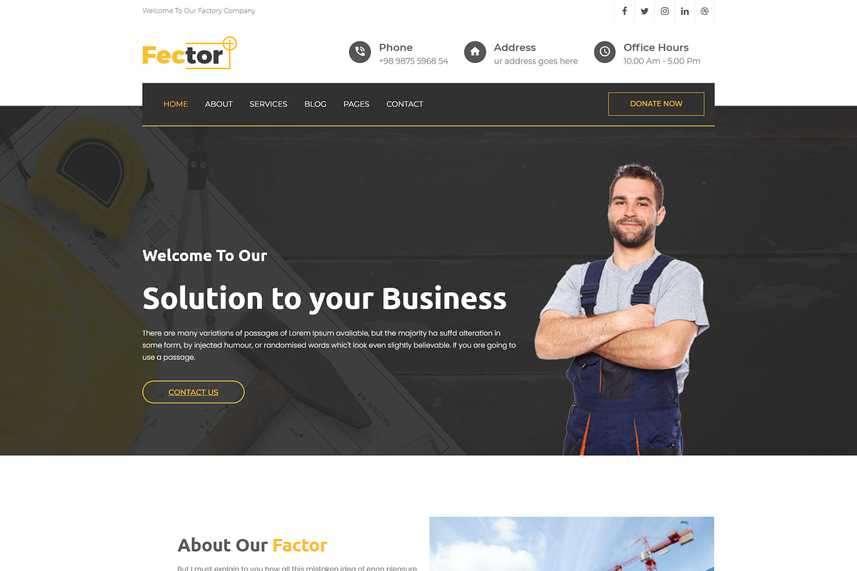 Factory & Industrial WordPress Theme, a WordPress Template by HasThemes