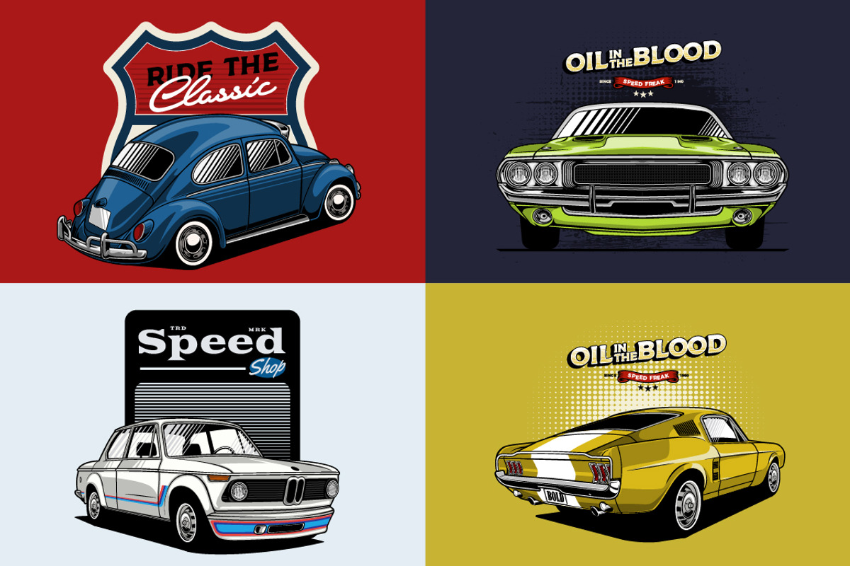 Classic Car Vector Pack vol 3, a Transportation Illustration by The ...
