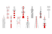 Radio masts. Telecom transmitter, a Technology Illustration by YummyBuum