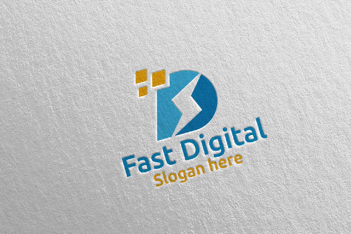 Fast Digital Letter D Logo 81, a Branding & Logo Template by denayunebgt