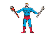 Superhero Handyman Spanner Wrench Ca, an Illustration by patrimonio