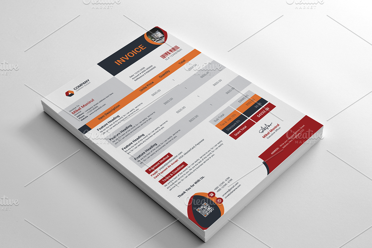 Invoice, a Stationery Template by NextThemes