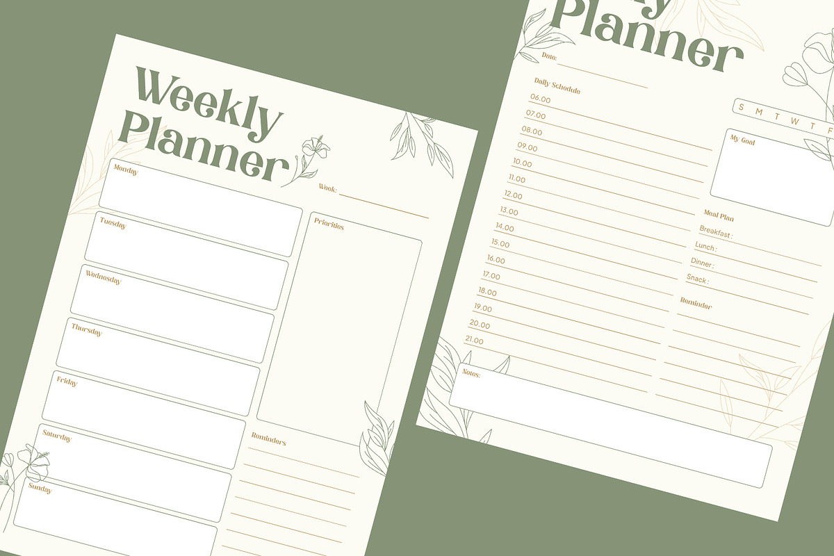Simple Weekly & Daily Planner, a Stationery Template by Neermana