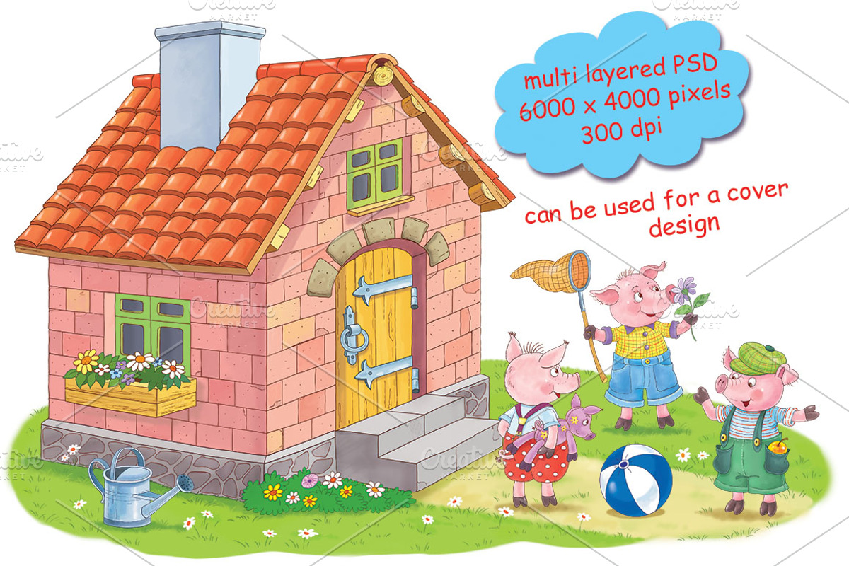 The Three Little Pigs bundle, an Animal Illustration by Haso