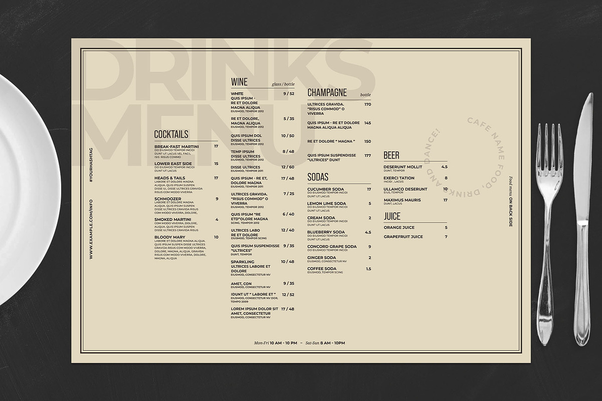 Landscape Restaurant Menu Template, a Flyer Template by BrandPacks