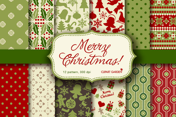 Christmas papers pack, a Pattern Graphic by CLIPART GARDEN