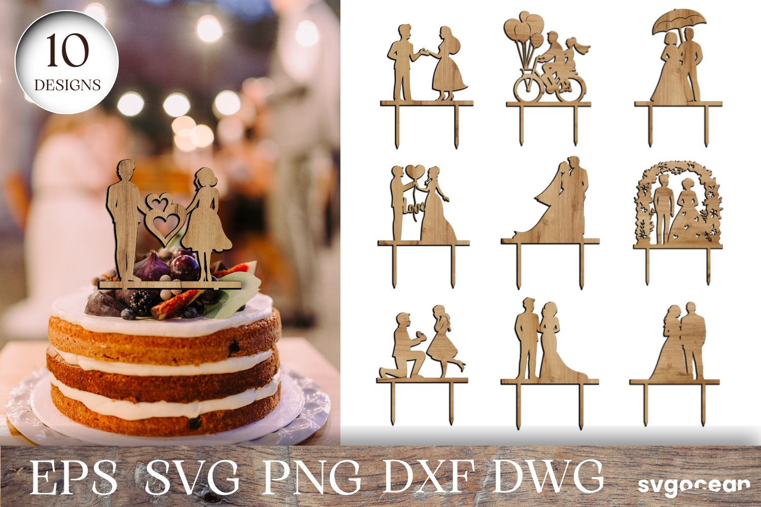 Wedding Cake Toppers, a Decorative Illustration by svgocean