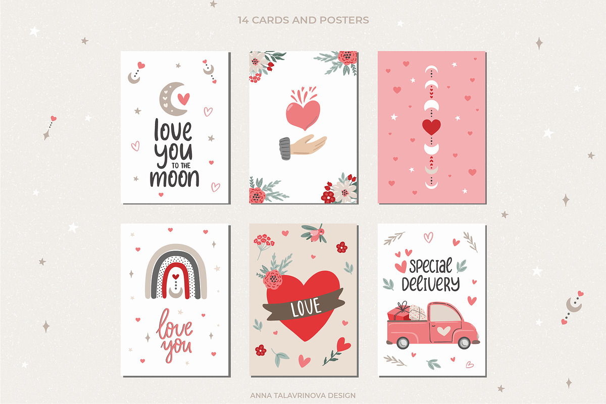 Boho Valentine's Day pattern clipart, a Food Illustration by Cozy ...